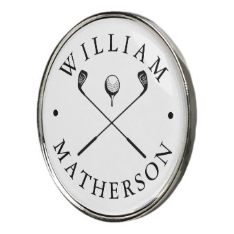 Classic Golf Clubs Custom Name Golf Ball Marker | Zazzle