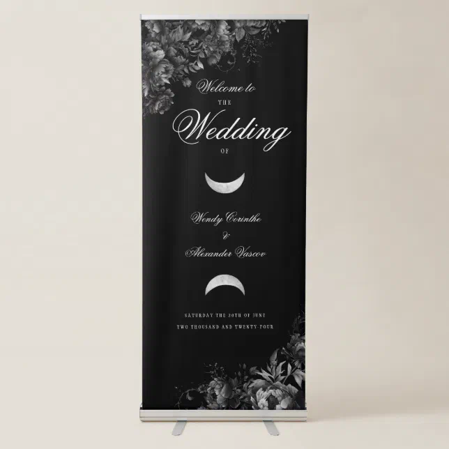 Classic Gothic Black Wedding Welcome Retractable Banner | Zazzle