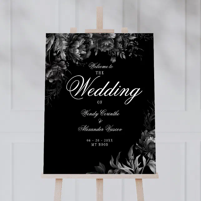 Classic Gothic Black Wedding Welcome Sign | Zazzle