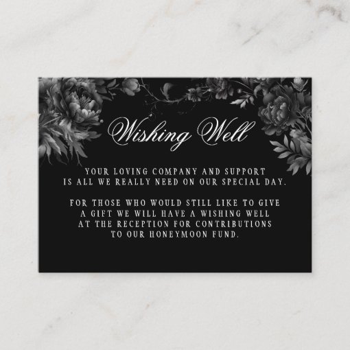 Classic Gothic Black Wedding Wishing Well Enclosure Card | Zazzle