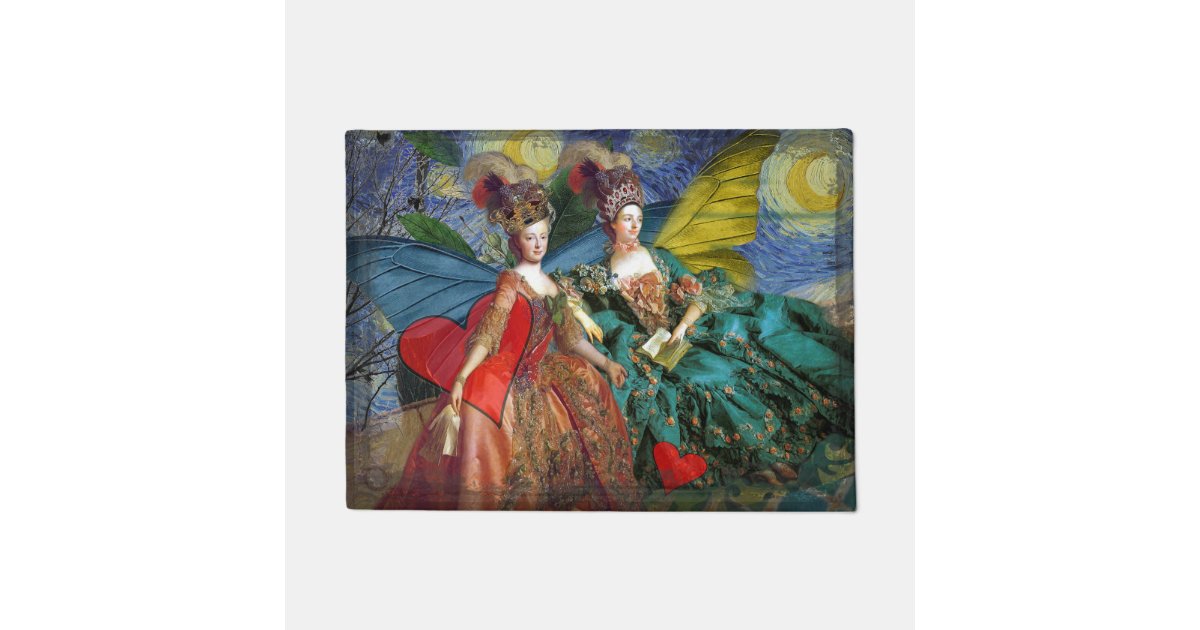 Classic Gothic Gemini Whimsical Butterfly Woman Doormat | Zazzle