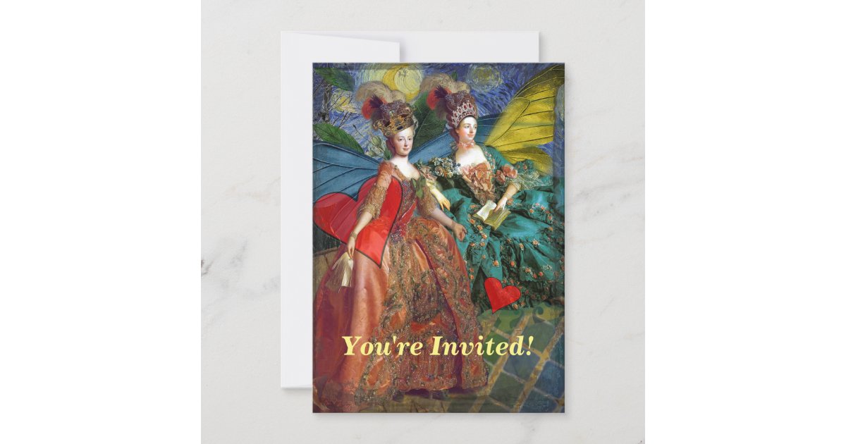 Classic Gothic Gemini Whimsical Butterfly Woman Invitation | Zazzle
