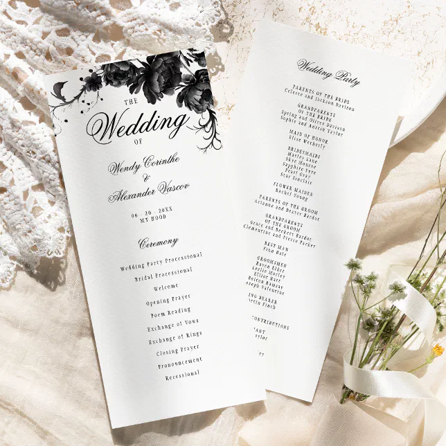 Classic Gothic White Wedding Flat Program | Zazzle