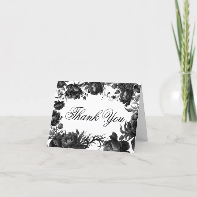 Classic Gothic White Wedding Folded Thank You Card | Zazzle