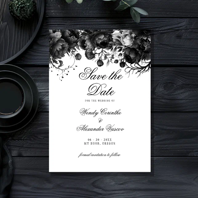 Classic Gothic White Wedding Save The Date | Zazzle