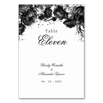 Classic Gothic White Wedding Table Number Card | Zazzle