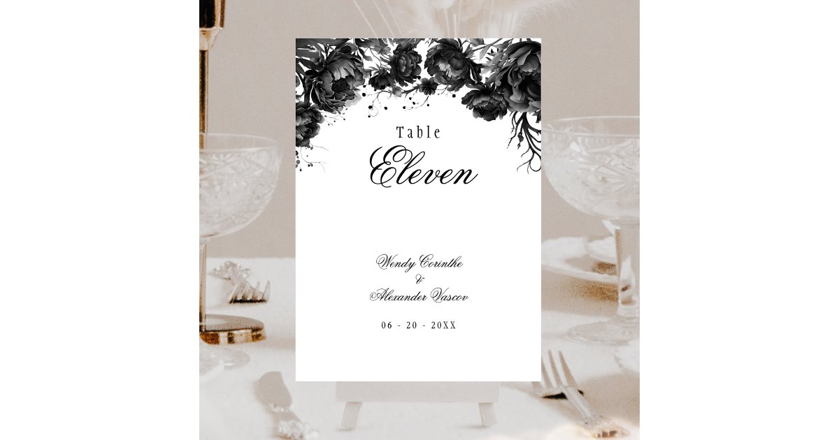 Classic Gothic White Wedding Table Number Card | Zazzle