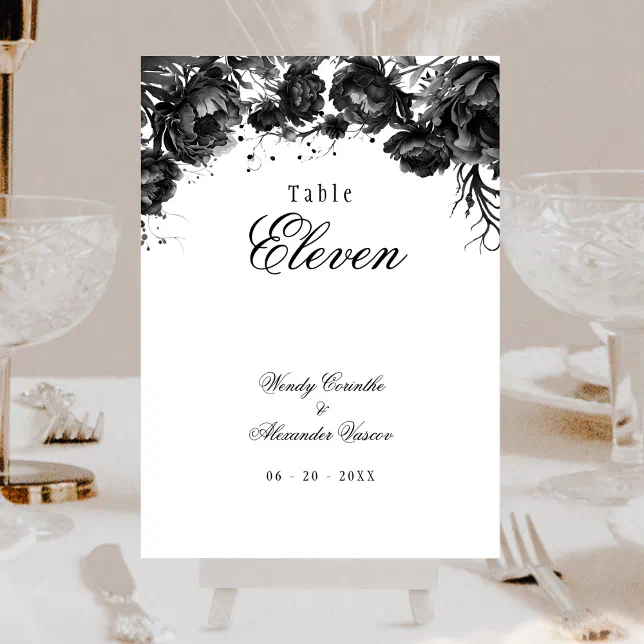 Classic Gothic White Wedding Table Number Card | Zazzle