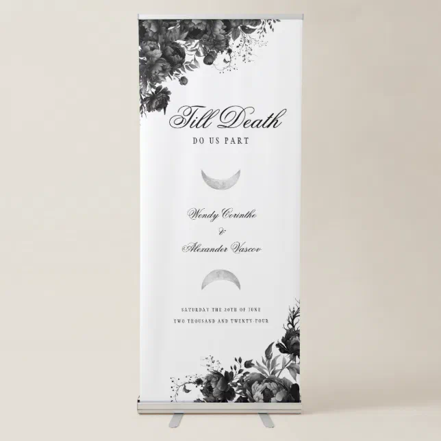 Classic Gothic White Wedding Welcome 'Till Death Retractable Banner ...