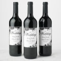 Classic Gothic White Wedding Wine Label | Zazzle