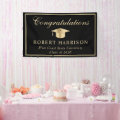 Classic Grad Cap Black Gold Graduation Welcome Banner | Zazzle