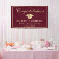Classic Grad Cap Burgundy Gold Graduation Welcome Banner | Zazzle