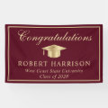 Classic Grad Cap Burgundy Gold Graduation Welcome Banner | Zazzle