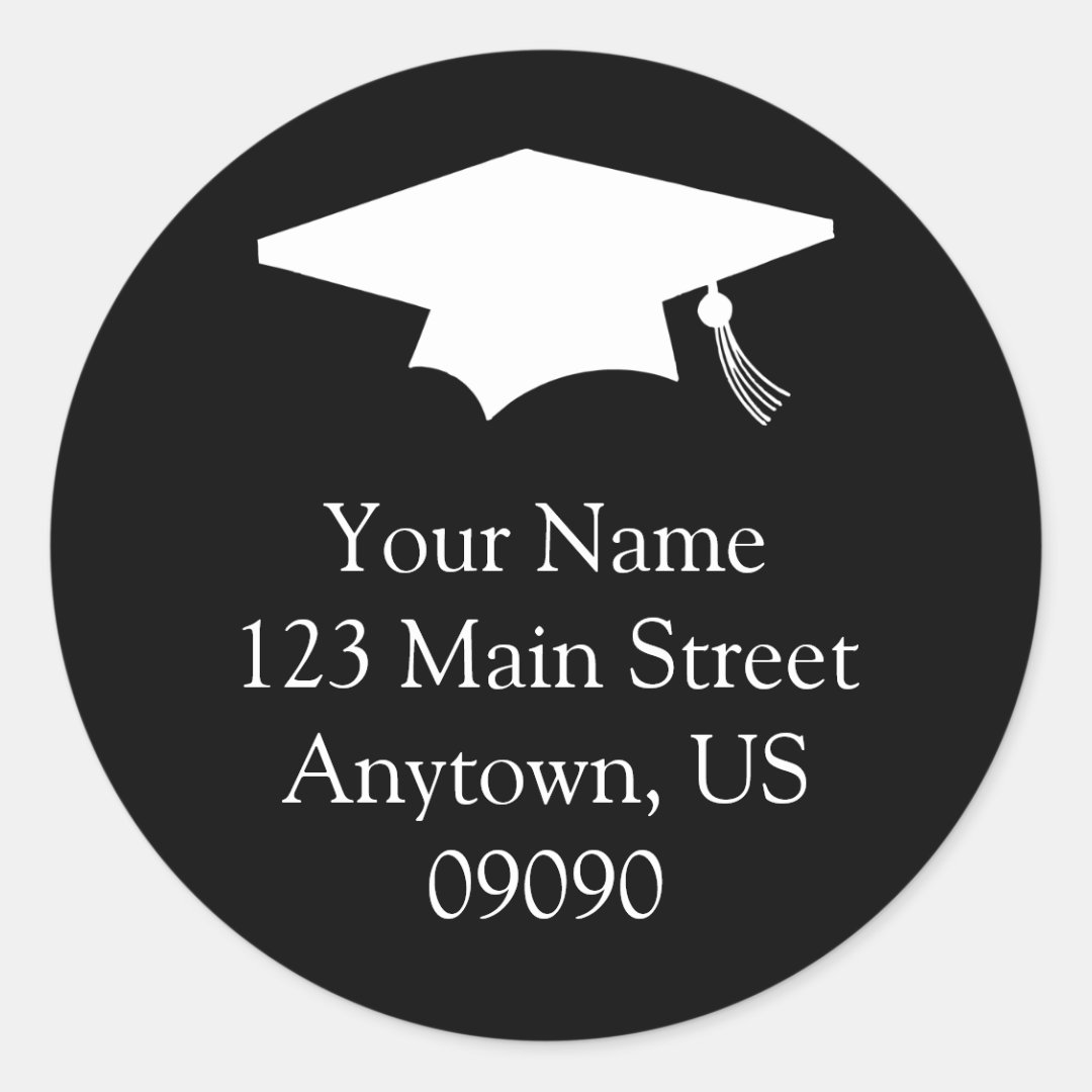 Classic Graduation Address Label (Black) | Zazzle