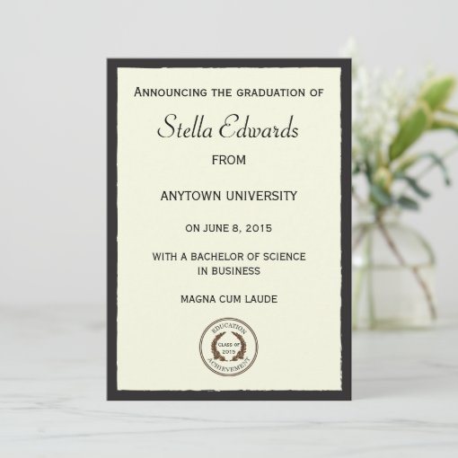 Classic Graduation Announcement | Zazzle