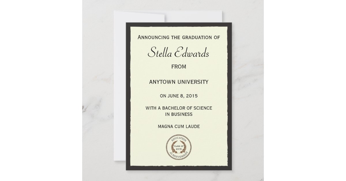 Classic Graduation Announcement | Zazzle