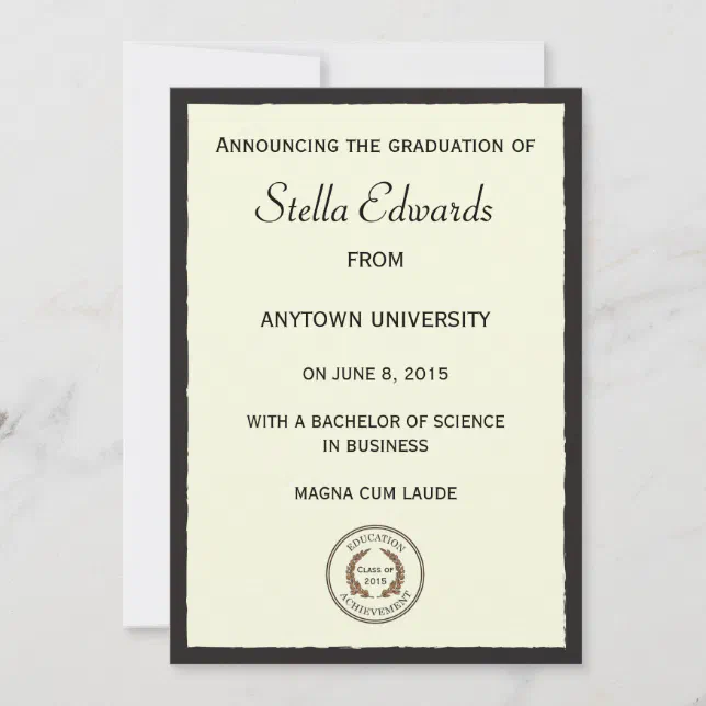 Classic Graduation Announcement | Zazzle