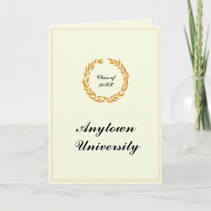 Classic Graduation Announcement 5x7 Gold Border | Zazzle