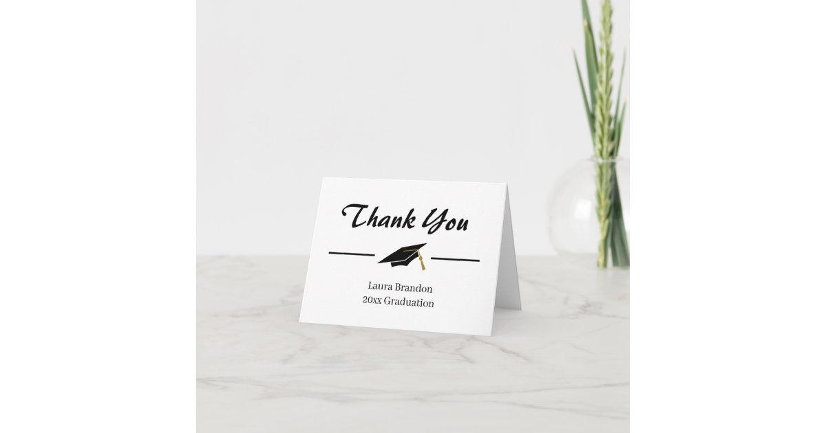 Classic Graduation Hat Thank You Card | Zazzle