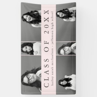Classic Graduation Photo Collage with Name Blush Banner | Zazzle