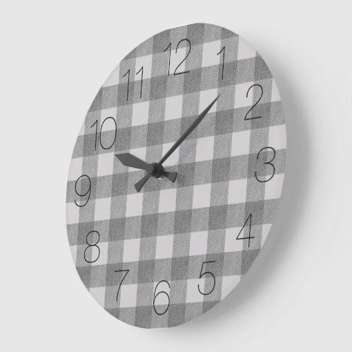 Classic Gray Buffalo Plaid Large Clock | Zazzle