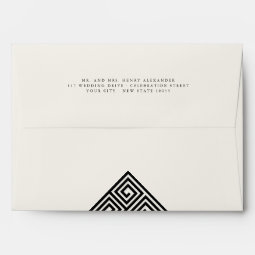 Classic Greek Key Black & White Geometric Wedding Envelope | Zazzle