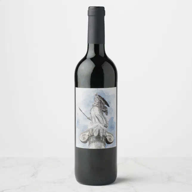 Classic Greek Statue Athena Wine Label – Elegant | Zazzle