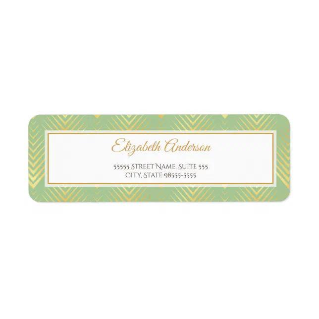 Classic Green and Gold Geometric Pattern and Name Label | Zazzle