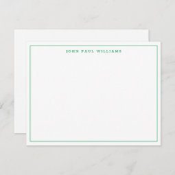 Classic Green Chic Modern Professional Thin Border Note Card | Zazzle