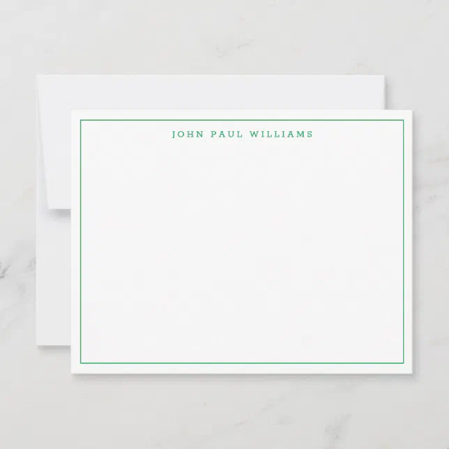 Classic Green Chic Modern Professional Thin Border Note Card | Zazzle