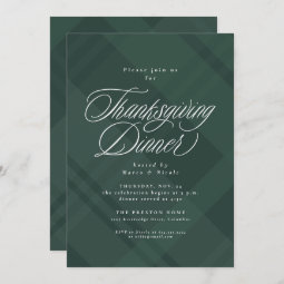 Classic green fall plaid Thanksgiving Dinner Invitation | Zazzle