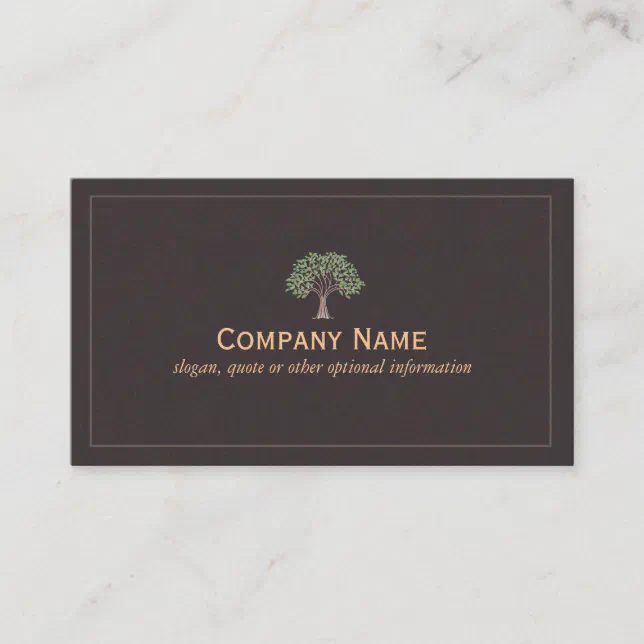 Classic Green Leaves Tree Business Card | Zazzle