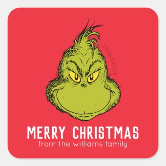 Classic Grinch | Christmas - Personalized Square Sticker | Zazzle