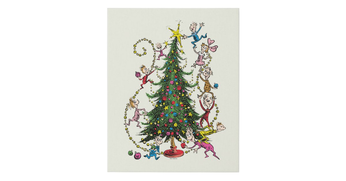 Classic Grinch | Christmas Tree Faux Canvas Print | Zazzle