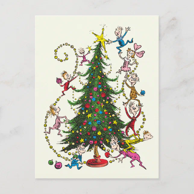 Classic Grinch | Christmas Tree Holiday Postcard | Zazzle
