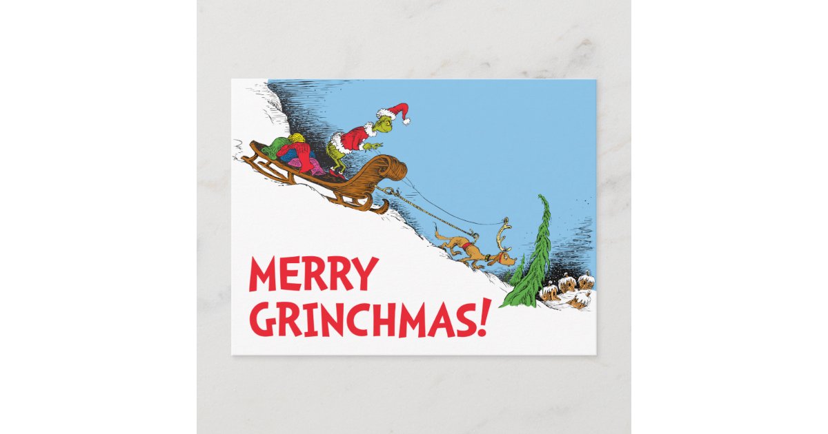 Classic Grinch | Grinch and Reindeer Max Holiday Postcard | Zazzle