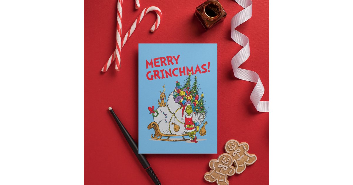 Classic Grinch | Grinch & Max Runaway Sleigh Postcard | Zazzle