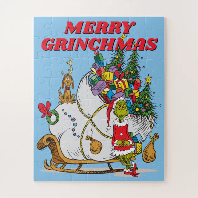 Classic Grinch | Grinch & Max with Sleigh Jigsaw Puzzle | Zazzle
