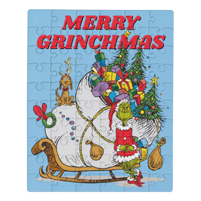 Classic Grinch | Grinch & Max with Sleigh Jigsaw Puzzle | Zazzle