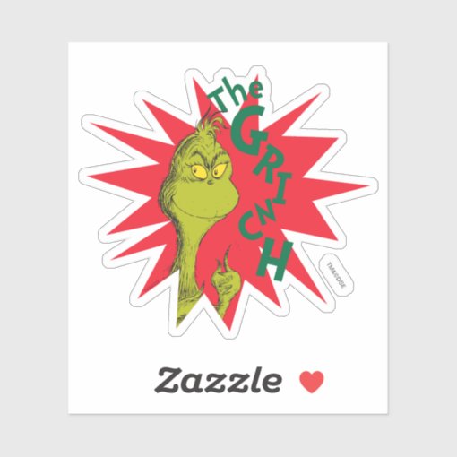 Classic Grinch | Red Starburst Sticker | Zazzle