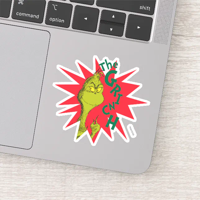 Classic Grinch | Red Starburst Sticker | Zazzle