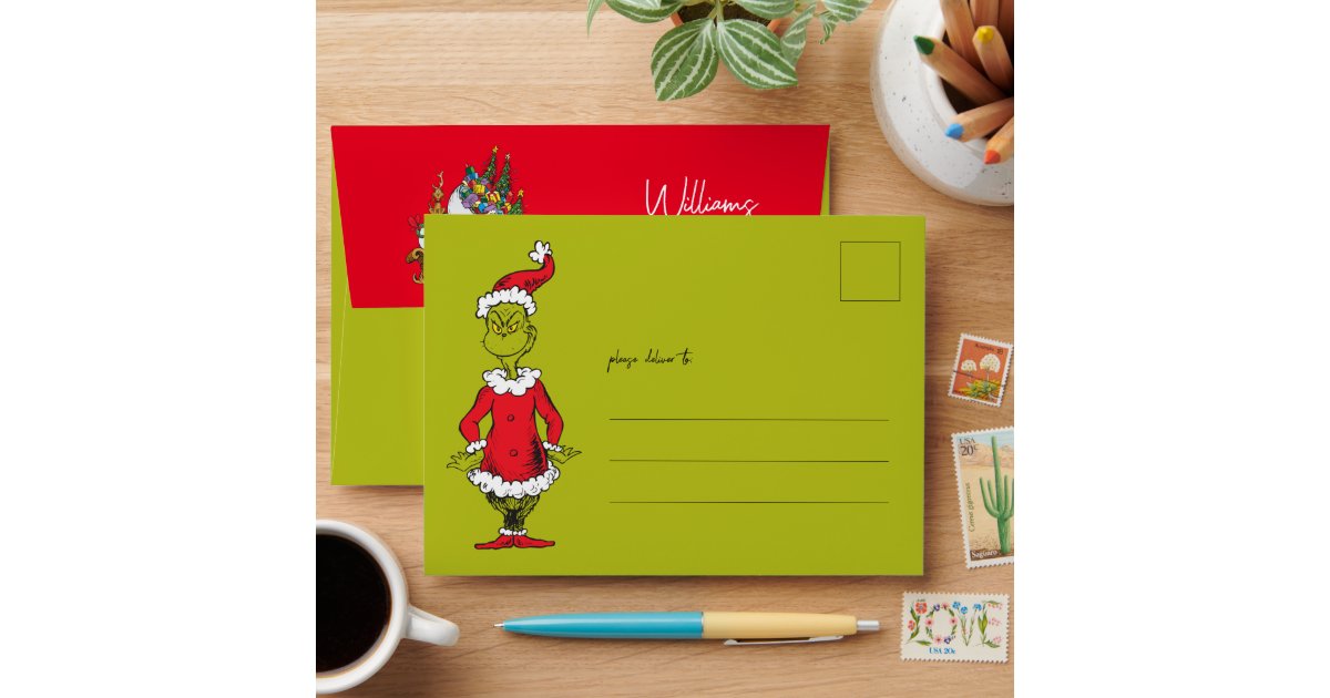 Classic Grinch | Santa Claus Envelope | Zazzle