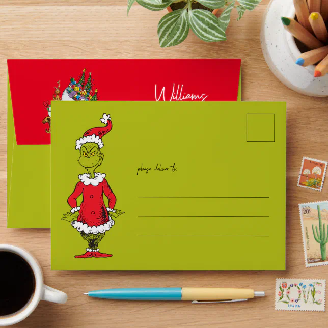 Classic Grinch | Santa Claus Envelope | Zazzle