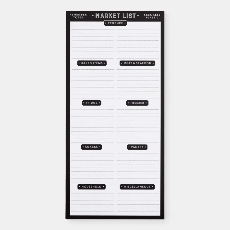 Classic Grocery List Magnetic Notepad | Zazzle