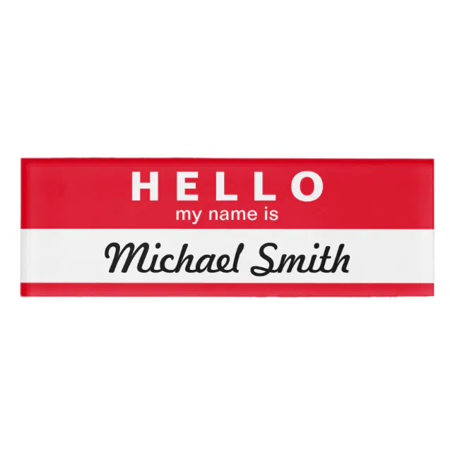 Classic Hello My Name is Changeable Bg Color Name Tag | Zazzle
