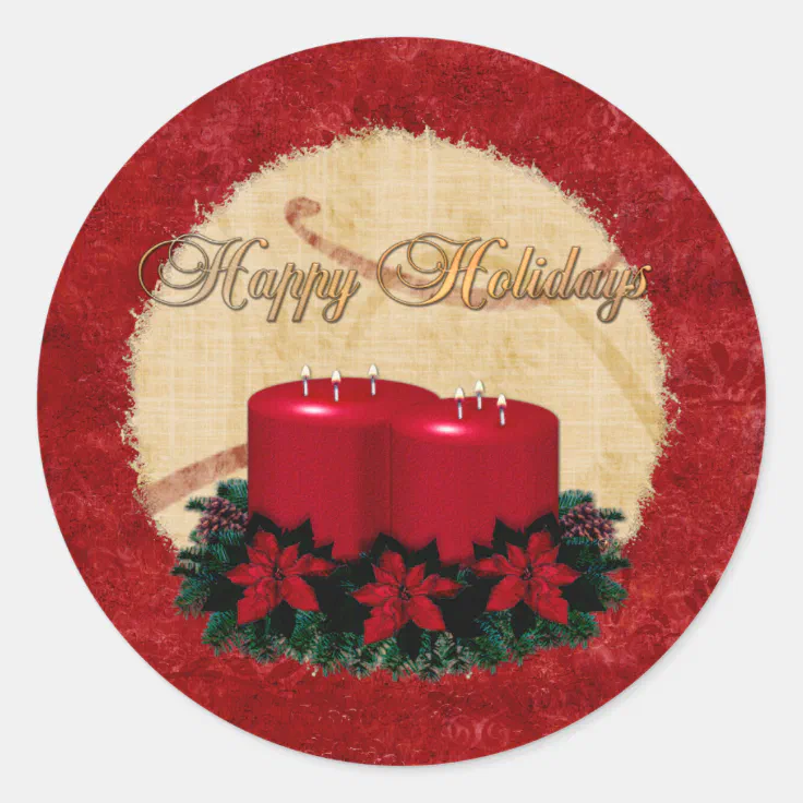 Classic Holiday Deco Christmas GIFT Classic Round Sticker | Zazzle