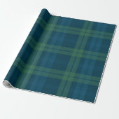 Classic holiday plaid bold navy green tartan wrapping paper | Zazzle