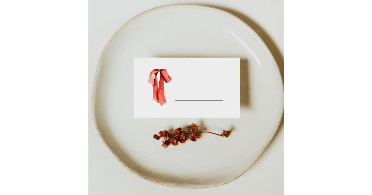 Classic Holiday Red Bow Fill in Place Card | Zazzle