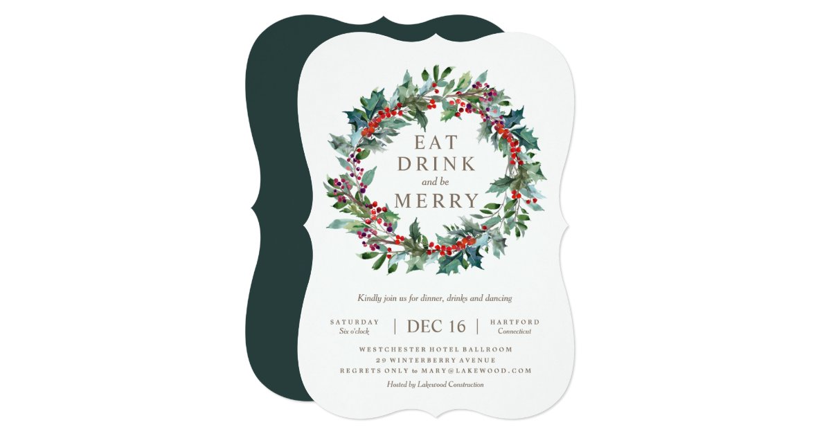 Classic Holiday Wreath Party Invitation | Zazzle.com