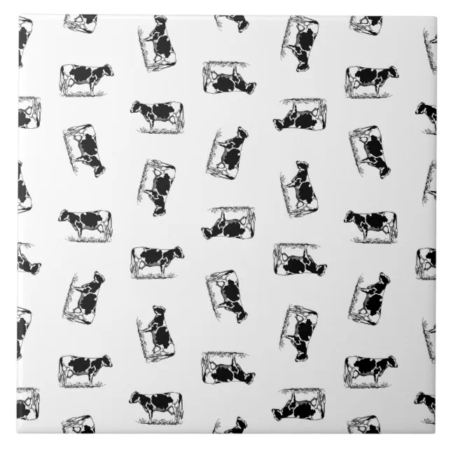 Classic Holstein Cows Art CUSTOM BACKGROUND COLOR Ceramic Tile | Zazzle